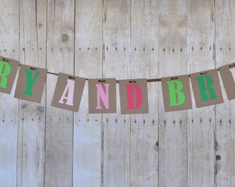 Items similar to Christmas Garland - pink MERRY AND BRIGHT banner ...