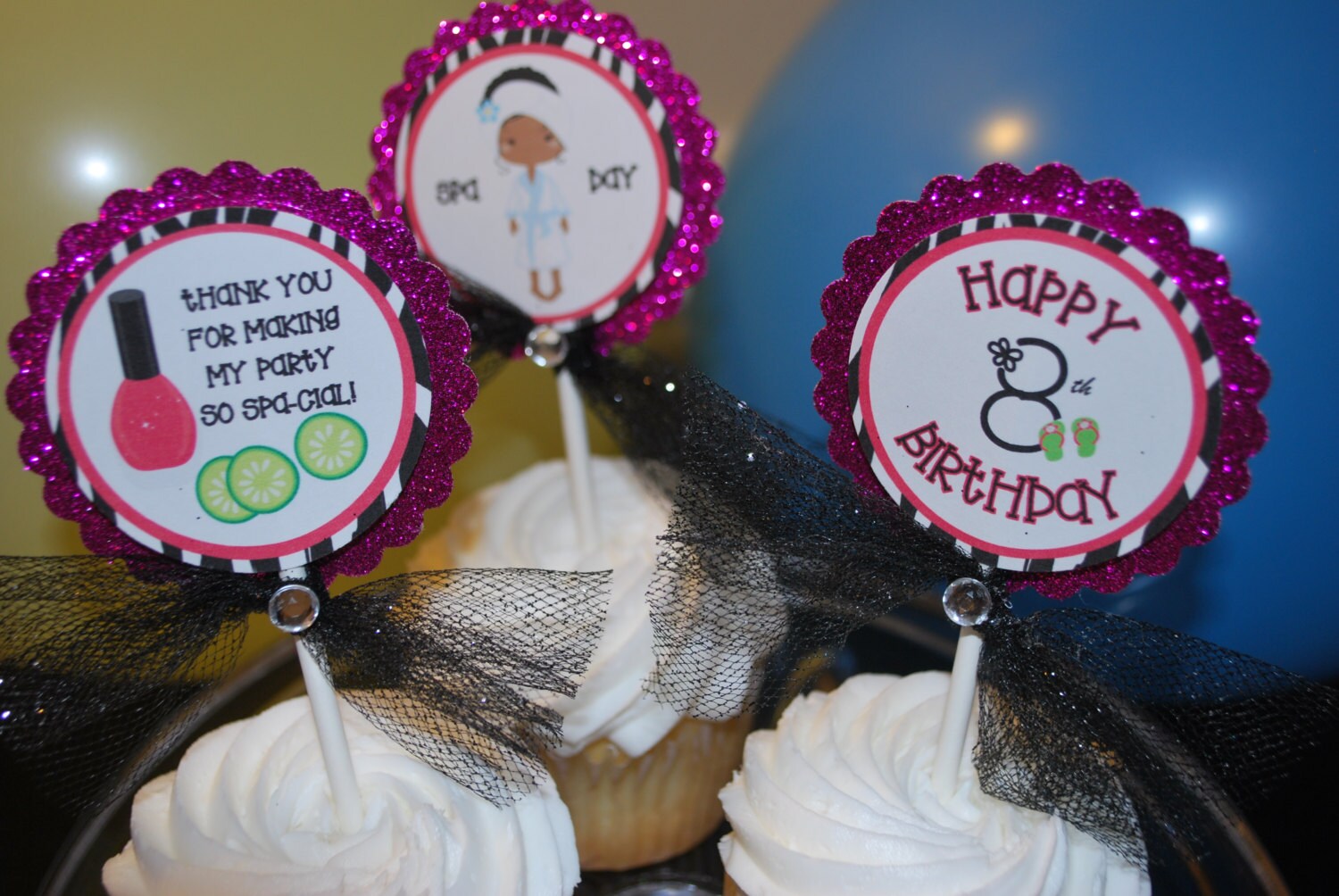 Made For You Spa Day Cupcake Toppers