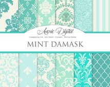 Popular items for mint damask on Etsy