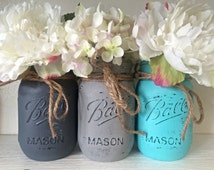Unique grey mason jar related items | Etsy