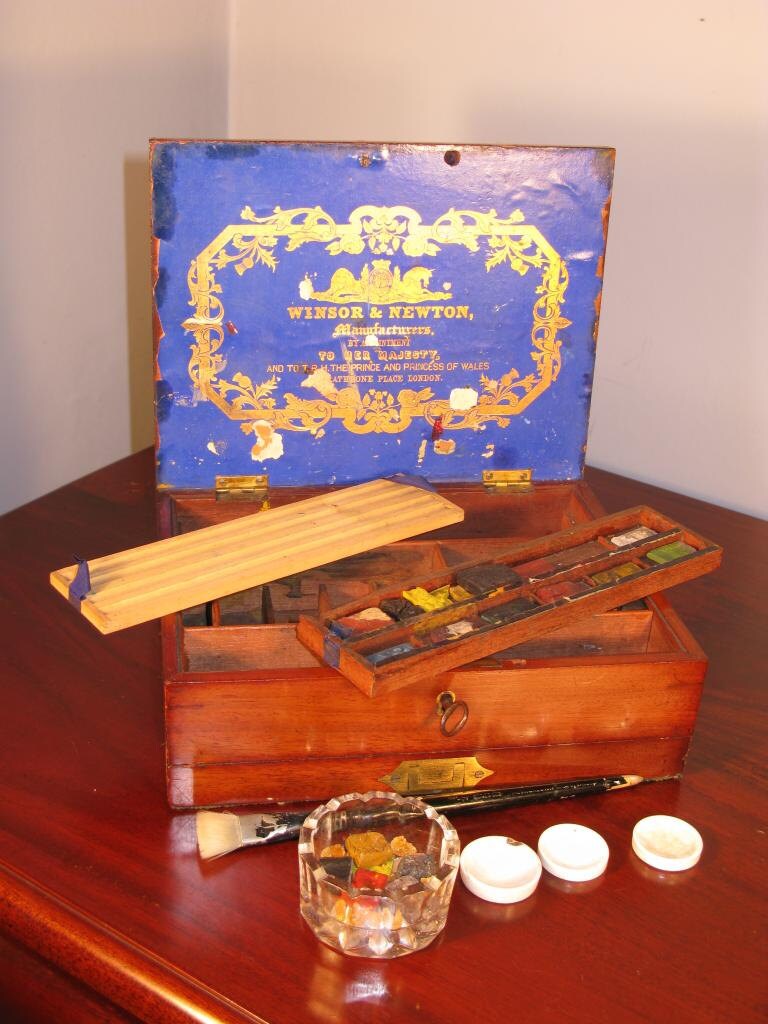 Antique Victorian Water Colour Artist Cabinet Case Winsor & Newton 38 ...