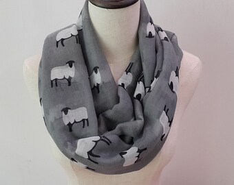 cute sheep print infinity scarf,scarves,long scarf,print scarf ,women ...
