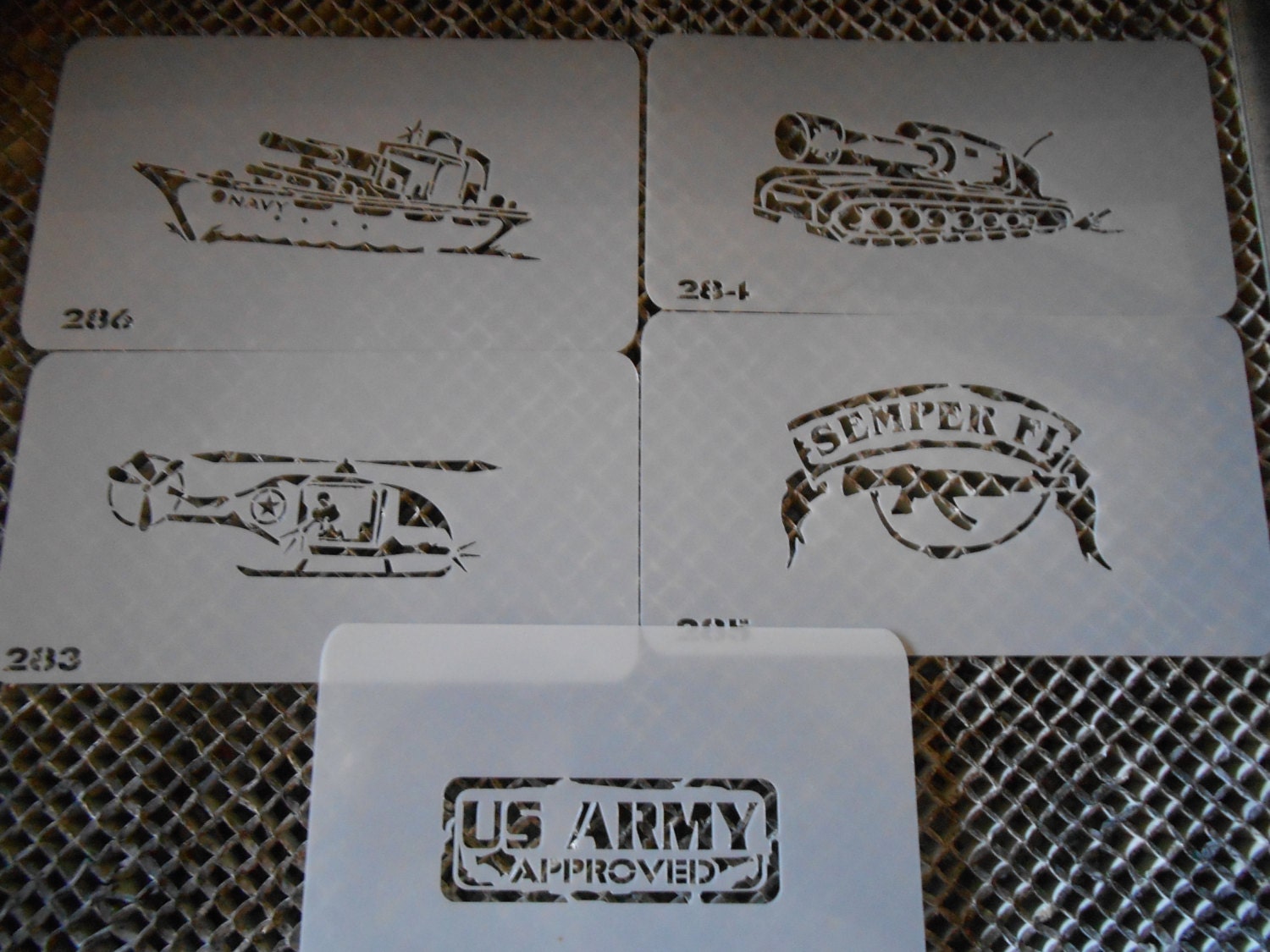 Military Tank Battleship Helicopter Stencil Set 56