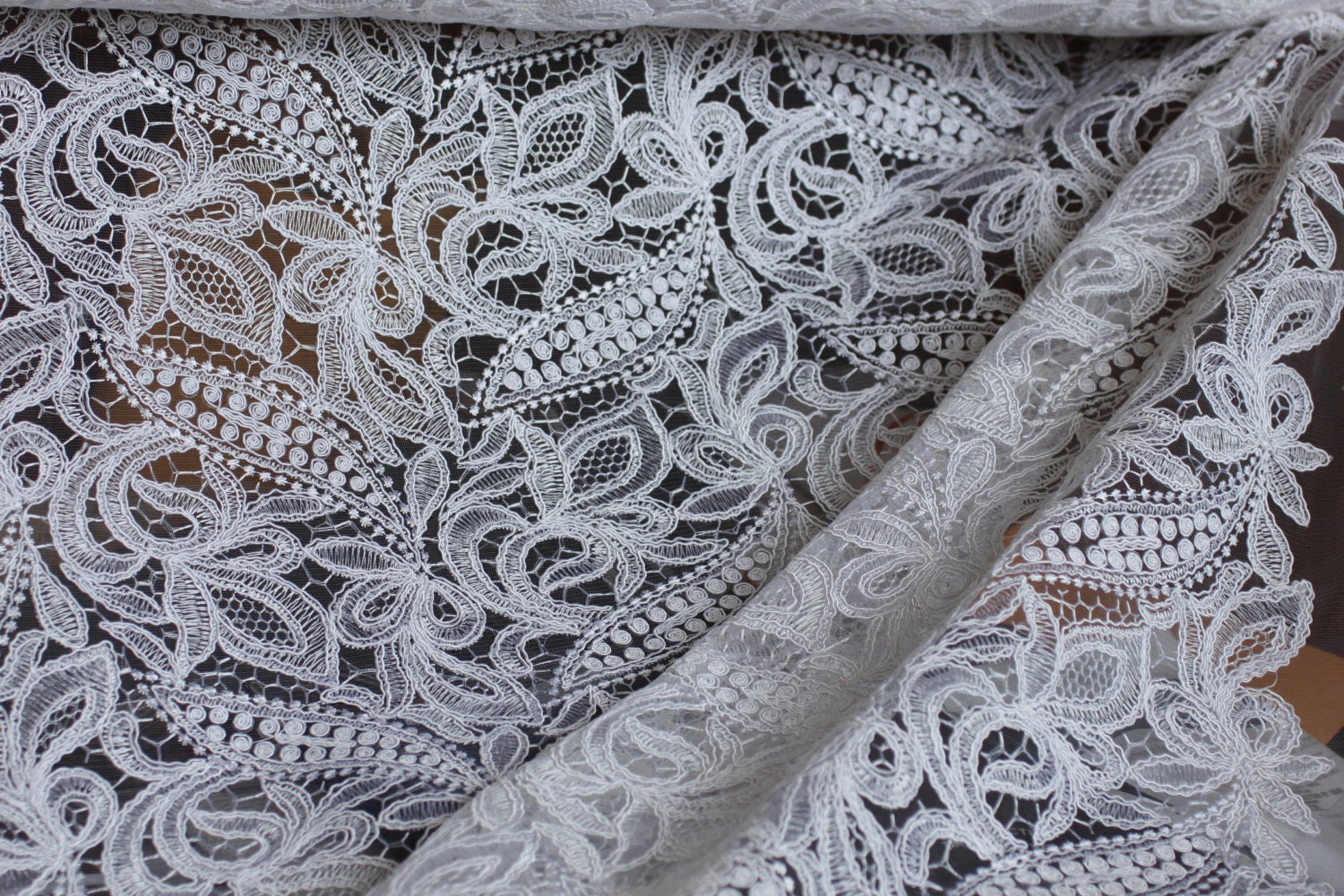 Lace fabric Heavy Lace White or Ivory for Wedding Drapery