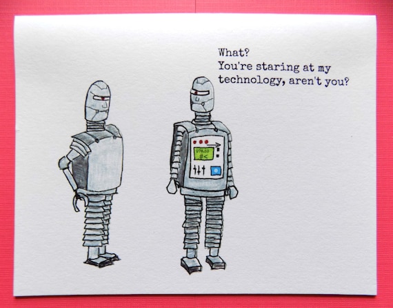 Robot Birthday Card Technology Birthday Science by BangsAndTeeth