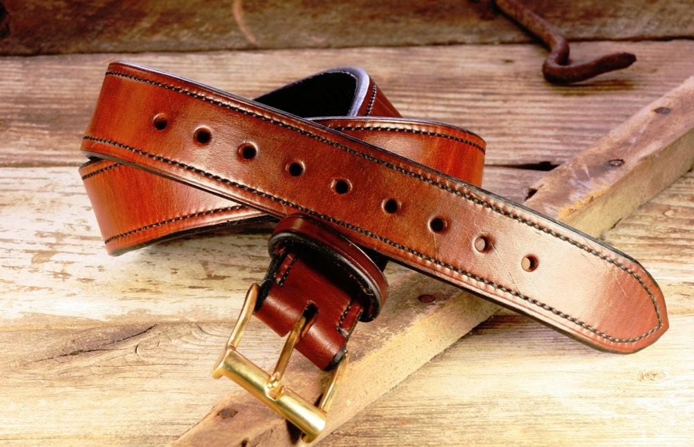 Full-grain Cowhide Leather Men's Belt Lined with Full-grain Cowhide Leather Men's Belt Lined with