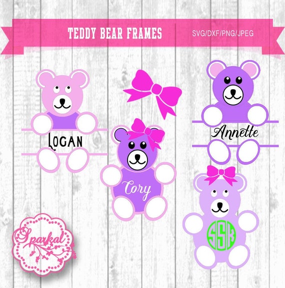 Teddy Bear Monogram SVG Frames Bear Clipart Bear Monogram