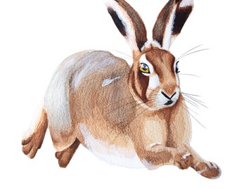 Leaping rabbit art | Etsy
