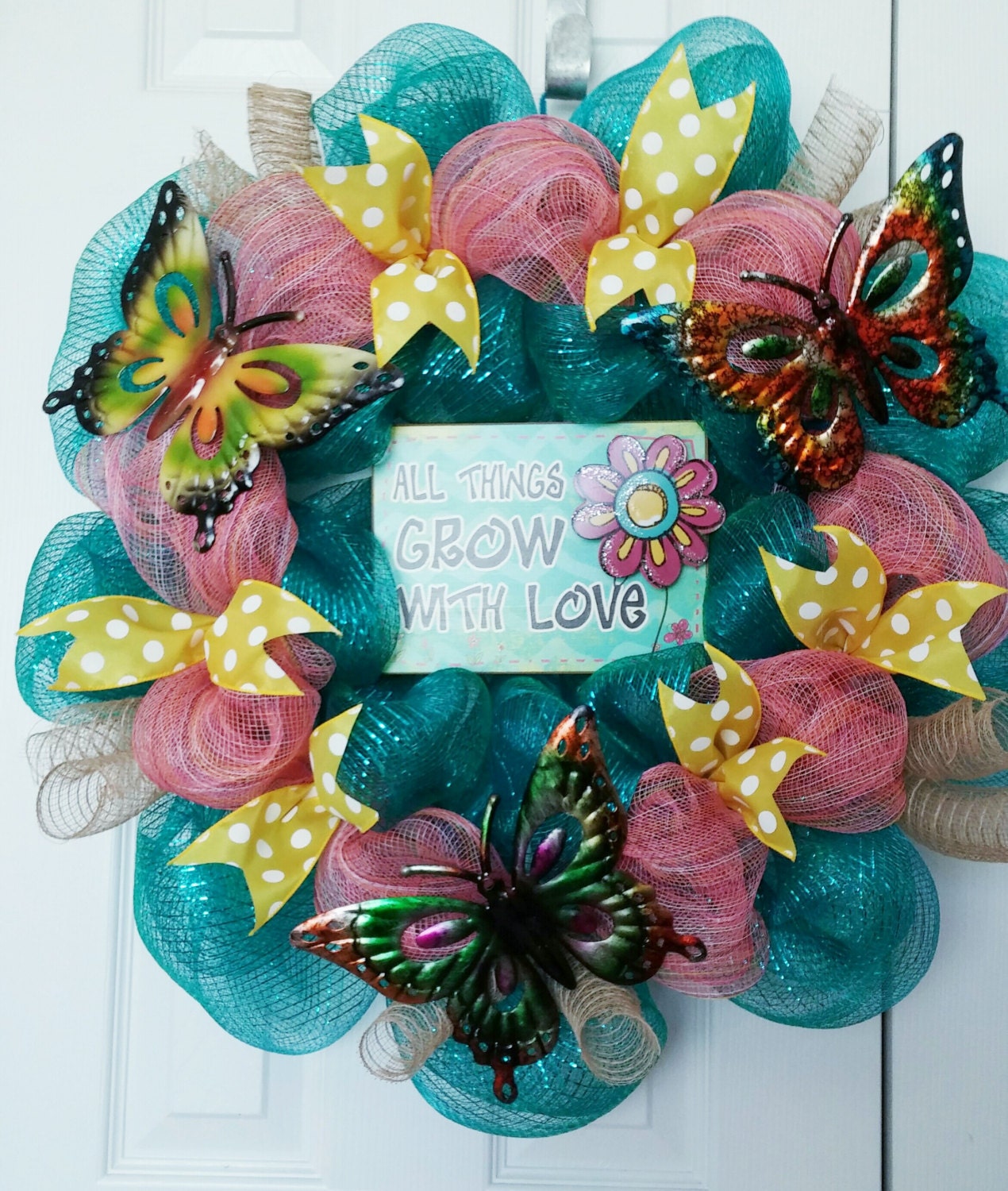 Deco Mesh Wreath and table centerpieces by bartonboys on Etsy