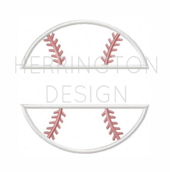 Baseball Split Applique Design Embroidery 4x4 5x7 6x10 Instant Download ...