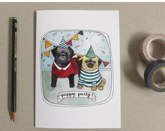 Popular items for pug card on Etsy