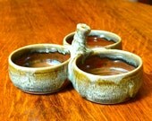 Handmade Stoneware Triple Serving Dish - WF-TB-1A