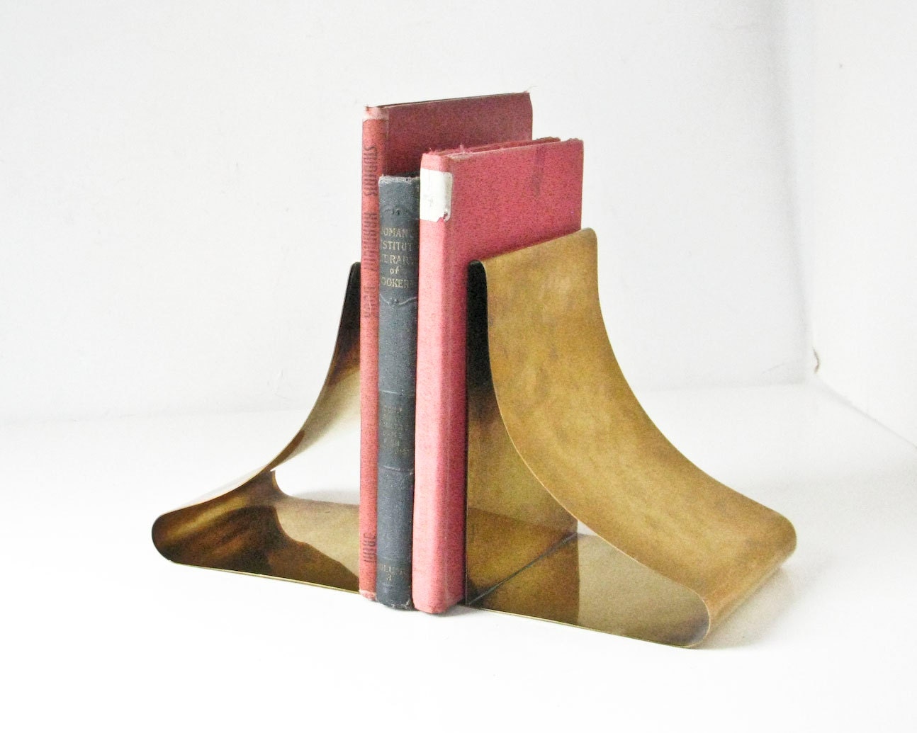 Mid Century Modern Brass Bookends, Sarried Curved Bookends, Made In ...