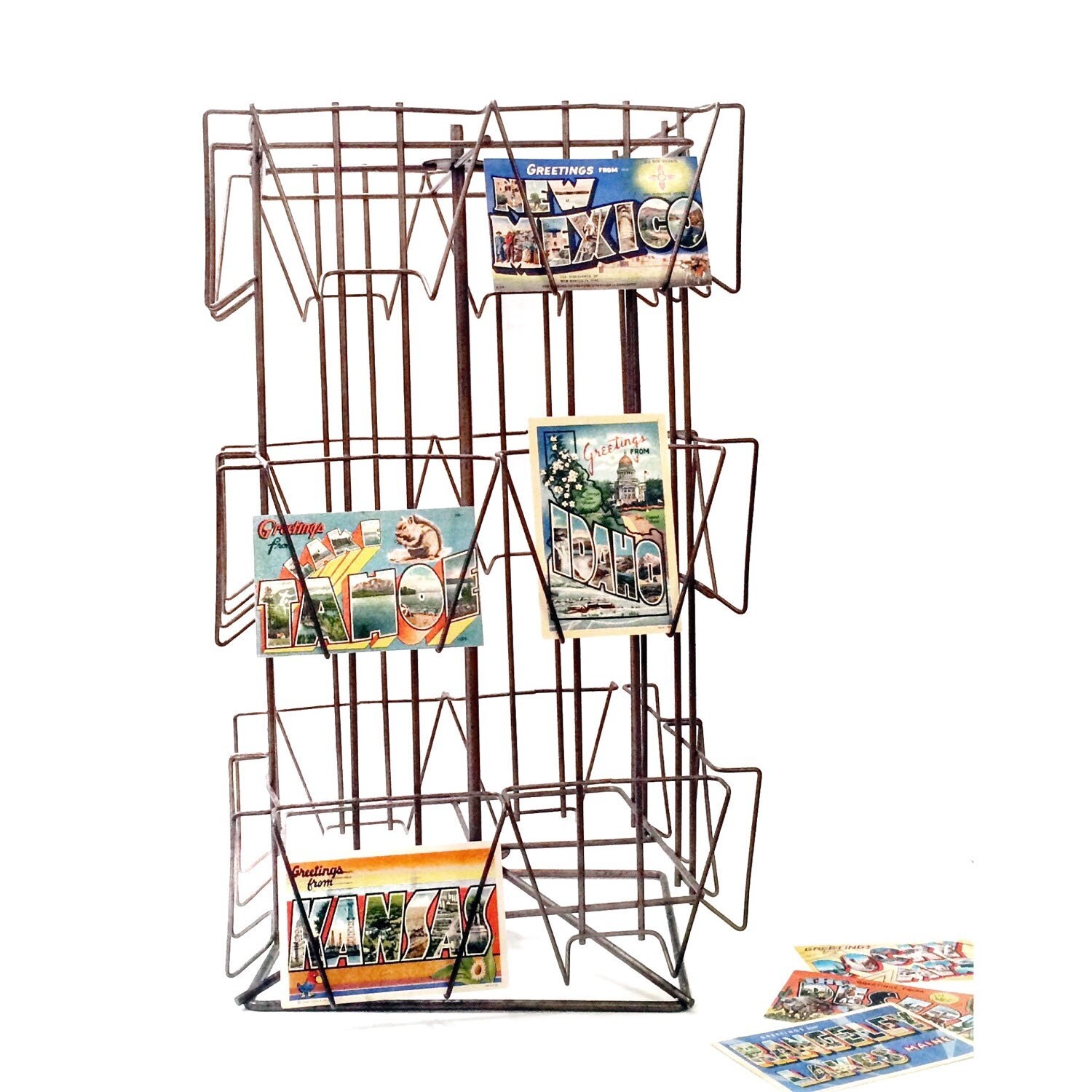 Wire Photo Card Rack Rotating Holder Shop Counter Store Tabletop ...
