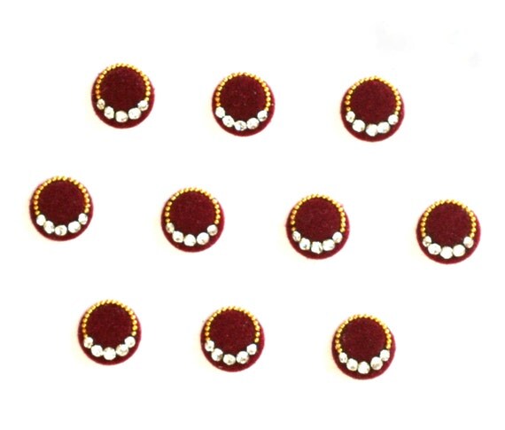 Red Indian Forehead Dot Bindi Self Adhesive Crystal by BindiShop