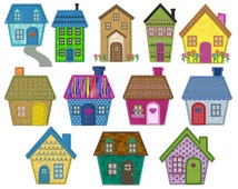 Unique house embroidery related items | Etsy