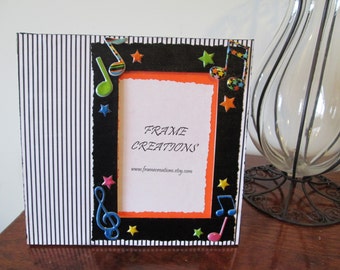 5x7 Music Themed Hand Decorated Picture Frame by FrameCreations