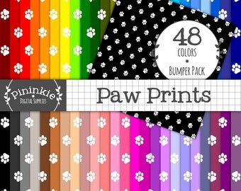 Items similar to dog digital paper with paw print pattern, digi scrap ...