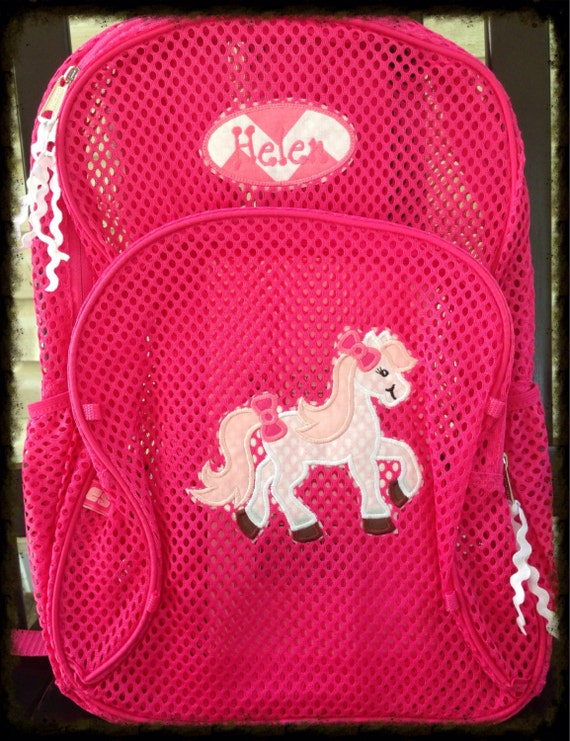 PONY Applique Mesh Backpack Monogrammed by MadHouseBoutique
