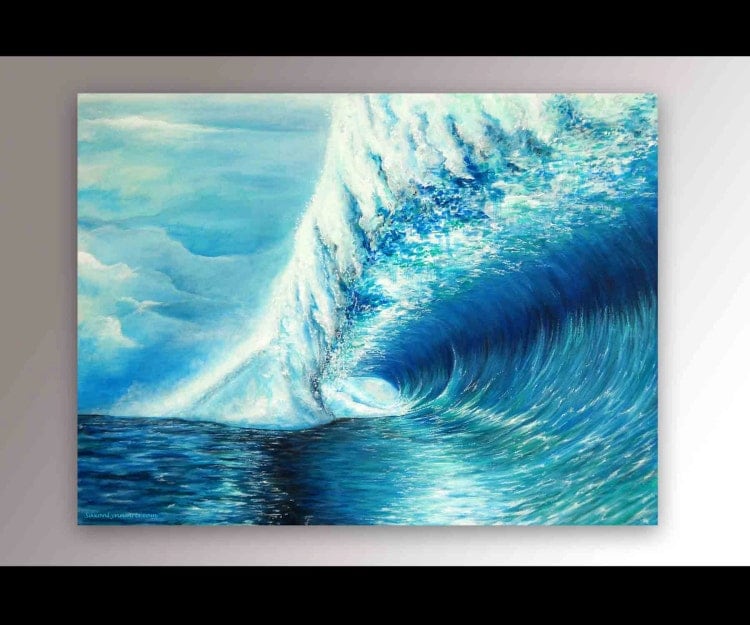 Surf Painting Coastal Wall Art Wave Painting by SAXONLYNN
