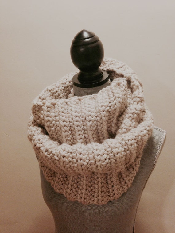 Oversized Chunky Cream Infinity Scarf Free By Rivermillcreations