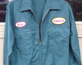 Vintage Hot Rod, Rat Rod Gas Station Attendant Mechanics Jacket w/ patches