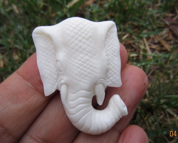Unique Hand Carved Elephant Bone Carving Elephant by Balibagus