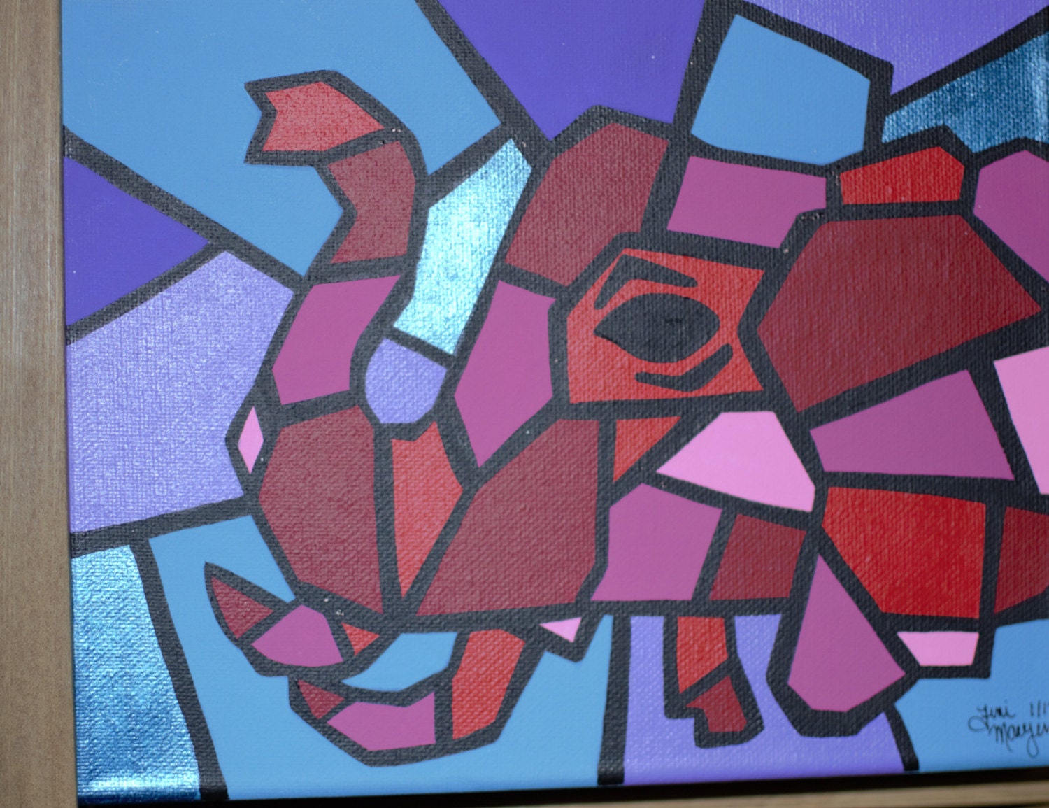 Cubism Elephant Painting 8x10 Inch Canvas Art von ToniTiger415