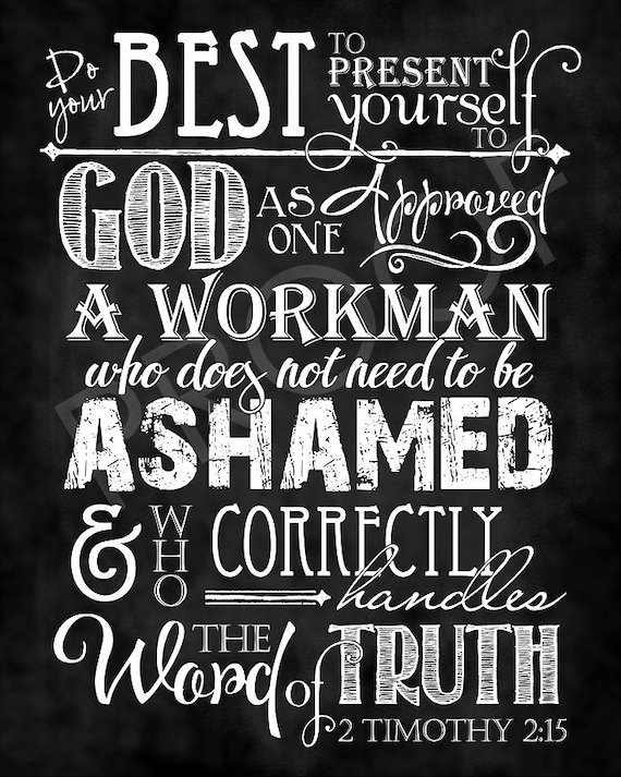Scripture Art 2 Timothy 2:15 Chalkboard Style