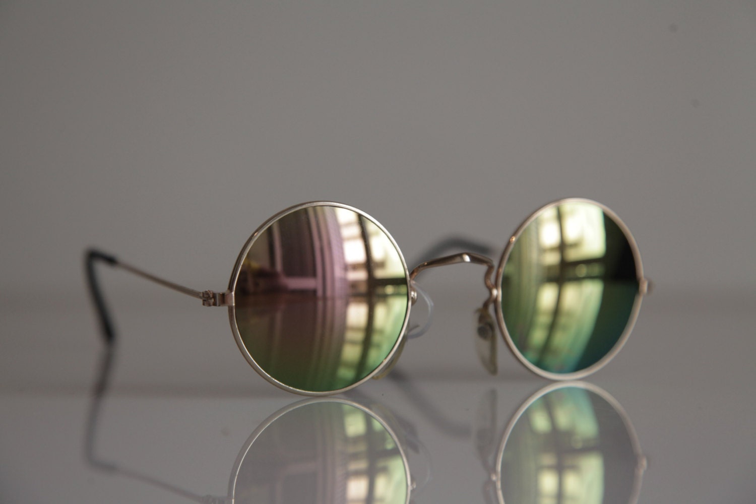 Vintage 90s Gold Frame, Gold Metallic Round lenses. OPTICON’S. Made in ...