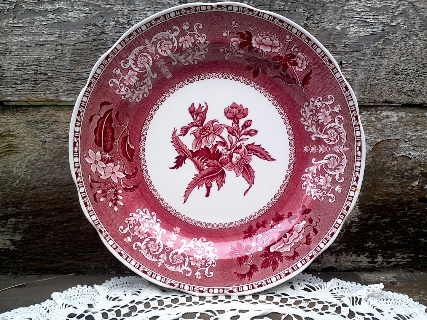 Dinner Plate, SPODE CAMILLA, Red Transferware, Copeland, 10 1/2″ Plate ...