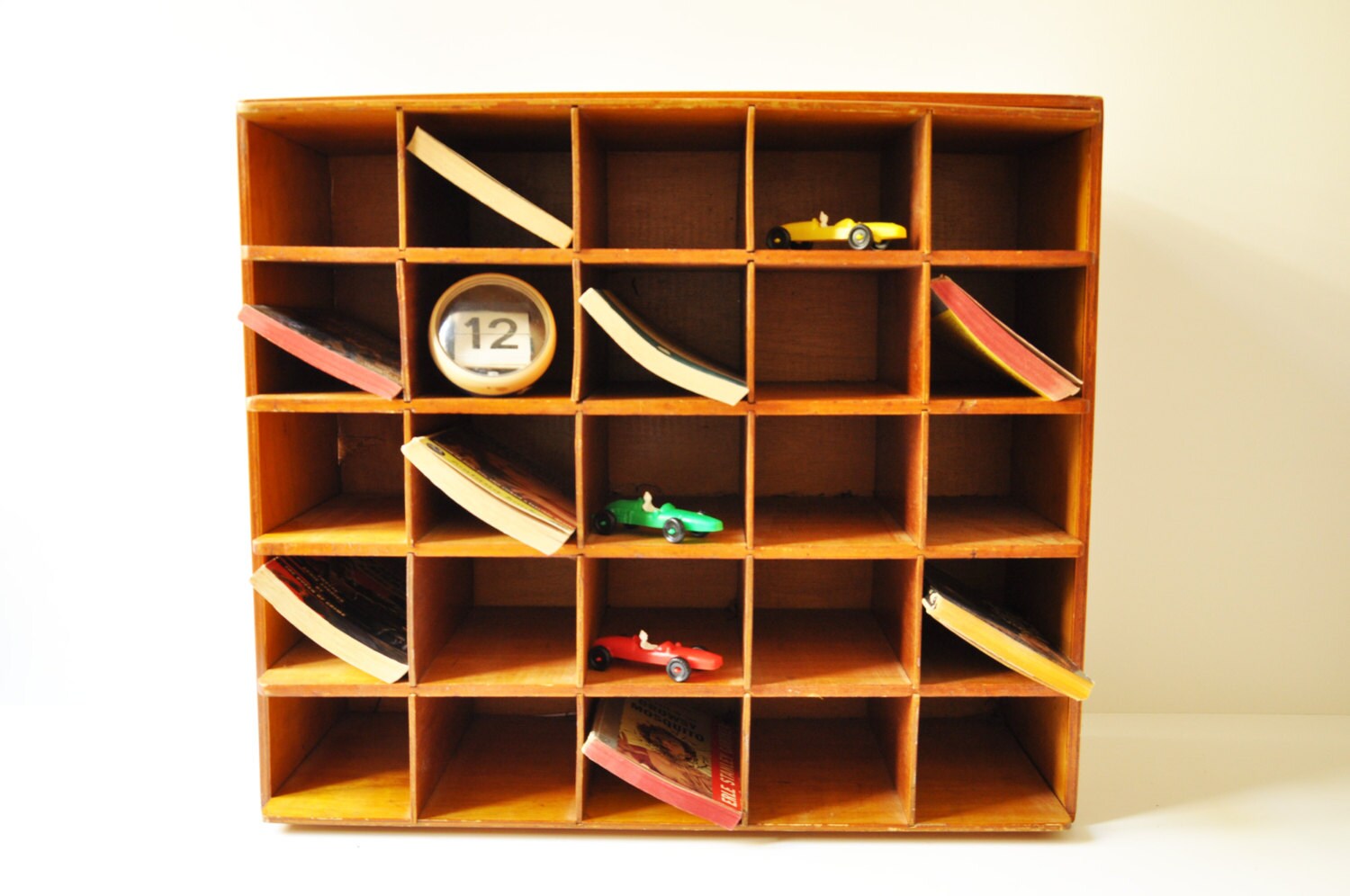 Vintage Hotel Reception Wooden Organsing Shelf – Letterpress Drawer ...