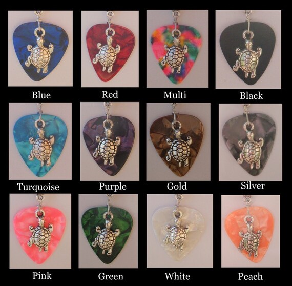 Turtle Guitar Pick Necklace Wildlife by CraftyCutiesbyDesign