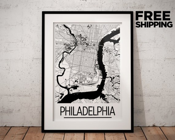 Philadelphia Map Poster usa Map Print Art Deco by iLikeMaps