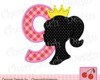 Minnie Mouse head with Birthday Number 7 by CherryStitchDesign
