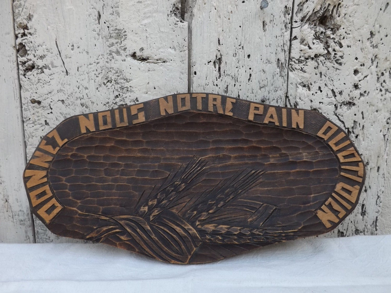 French vintage bread basket bread server hand carved bread board Give ...