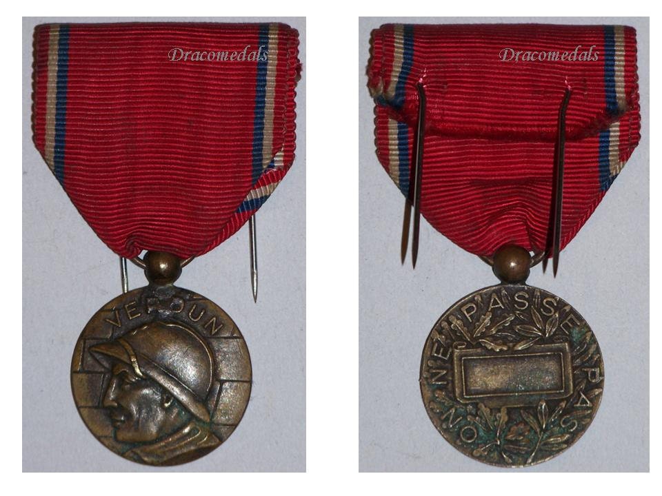 FRANCE WW1 Verdun medal 1916 on ne passe pas WWi by Dracomedals