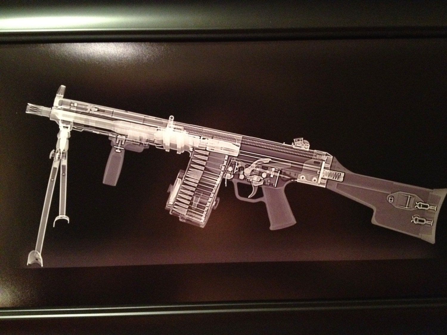 HK 11K machine gun CAT scan print ready to frame