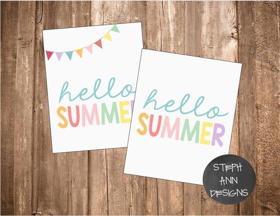 Hello Summer Printable Sign-Printable 8x10 by StephAnnDesigns