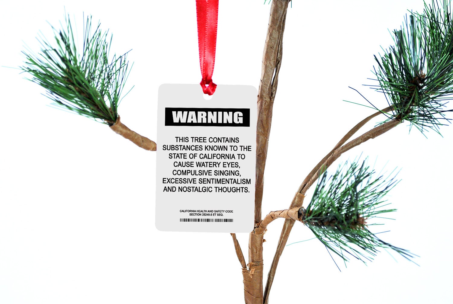 Funny California Warning Christmas Tree Ornament