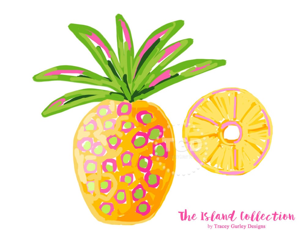 Preppy Pineapple clip art Original Art download whimsical