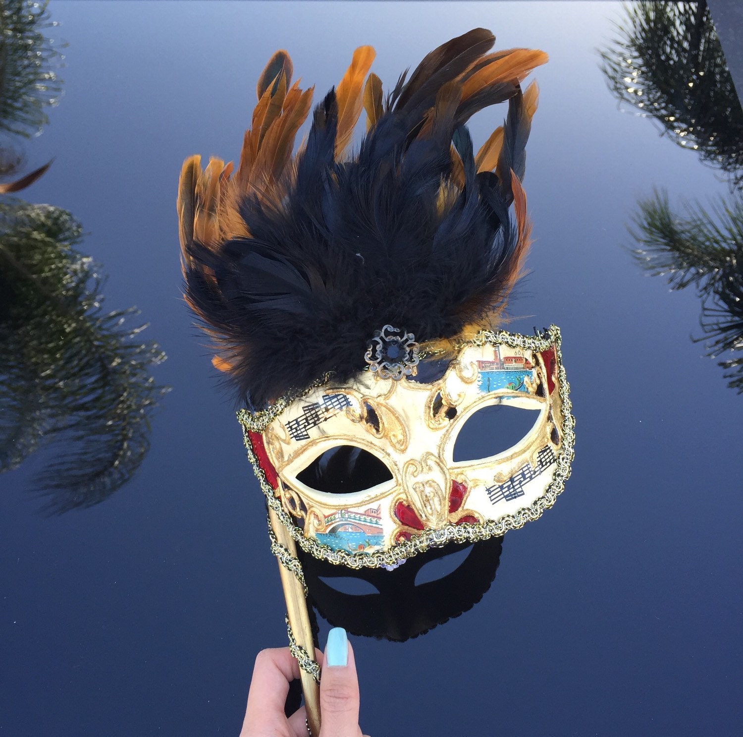 Venetian Goddess Masquerade Mask w/Handheld Stick by 4everstore