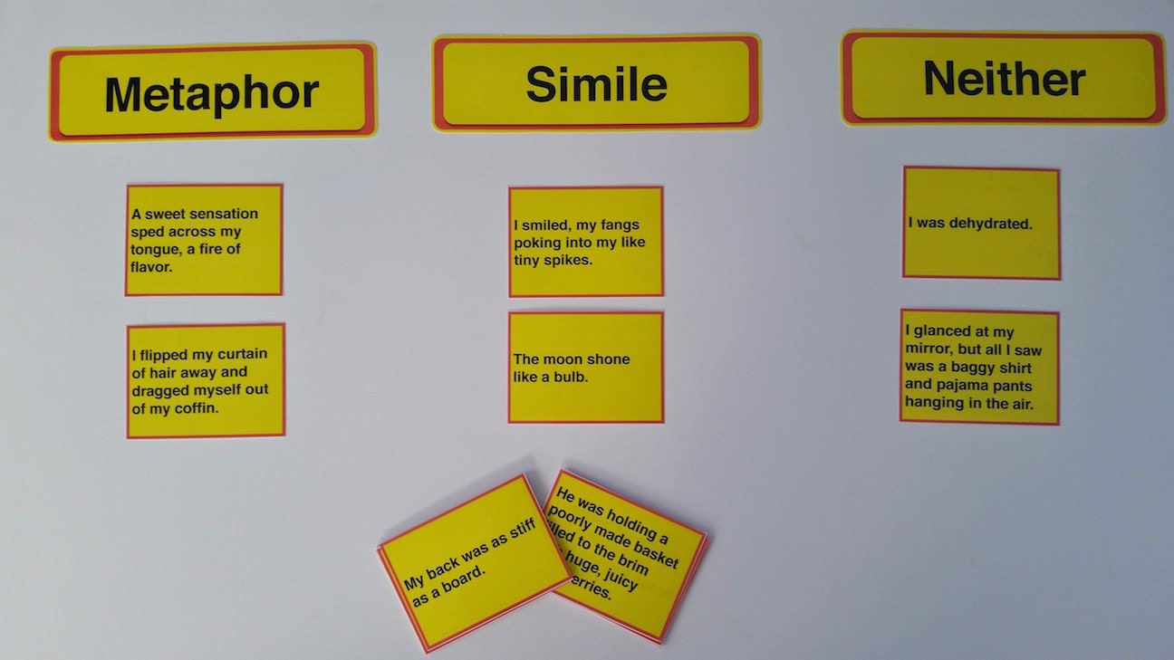 Simile and Metaphor Sort Language Arts Activity