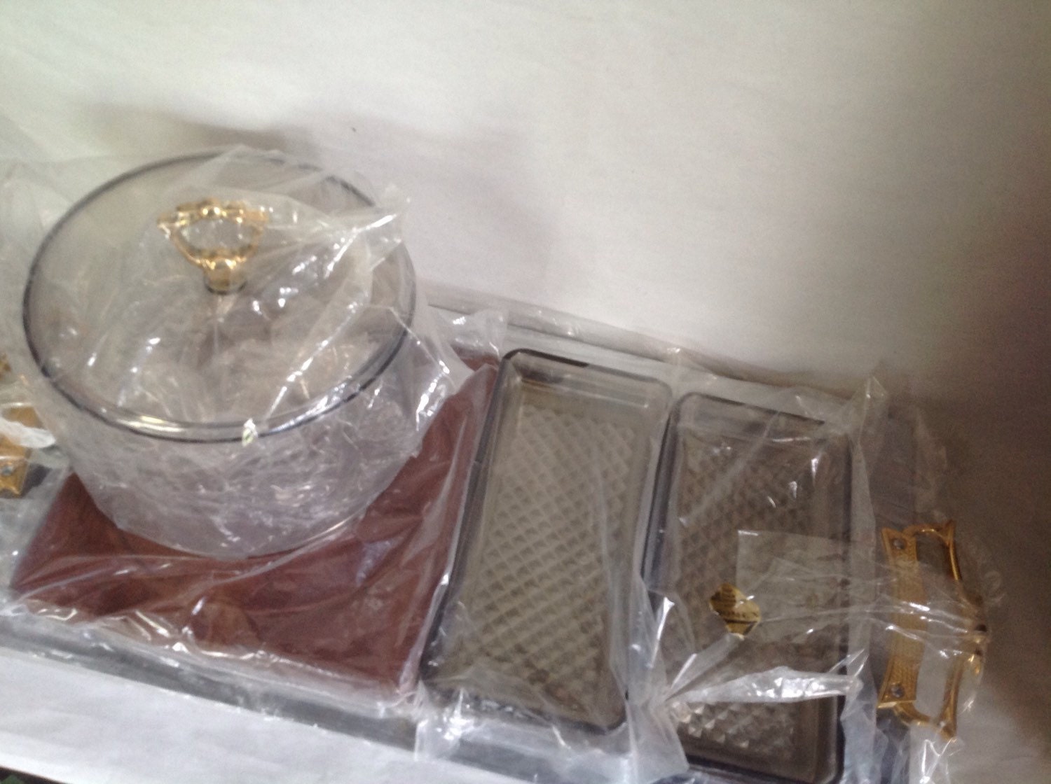 vintage Kromex cheese dome and cracker server tray in light smoke ...