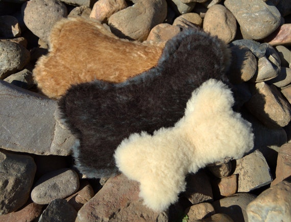 Dog Bone Toy Stuffing Free Real Sheepskin by PrimalPuppy