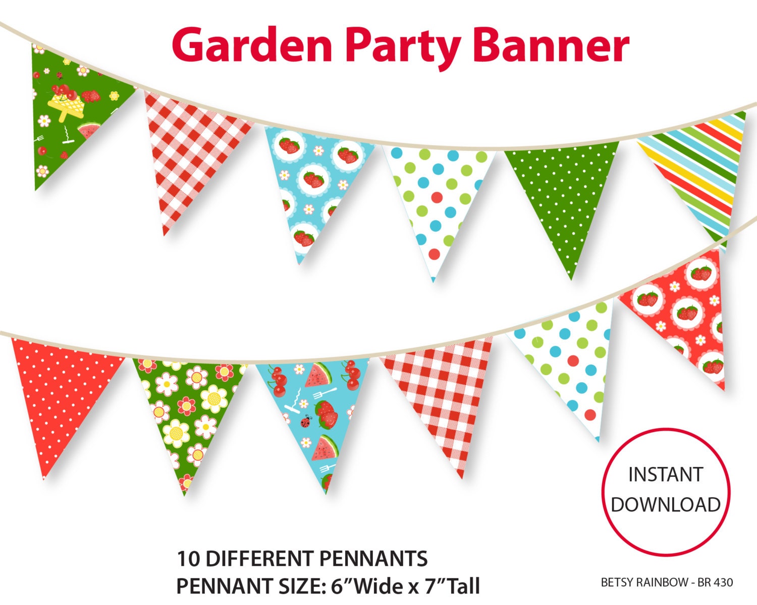 Garden party banner printable banner summer picnic banner