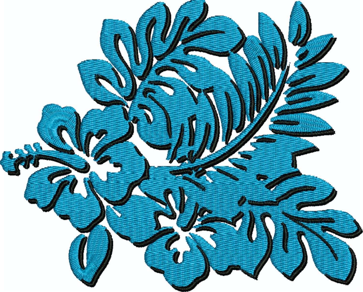 Hibiscus Hawaiian Flowers Machine Embroidery Design File .vip