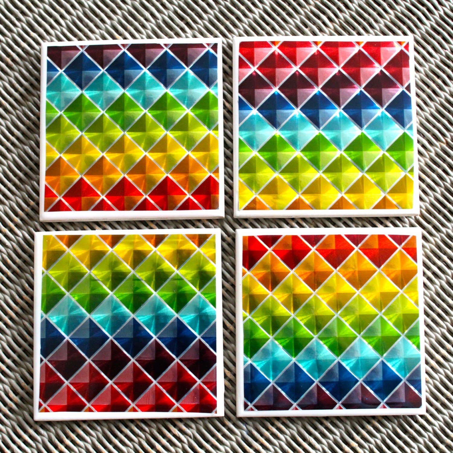 Rainbow Coasters/ Bright Colourful Home Decor/ Funky Party