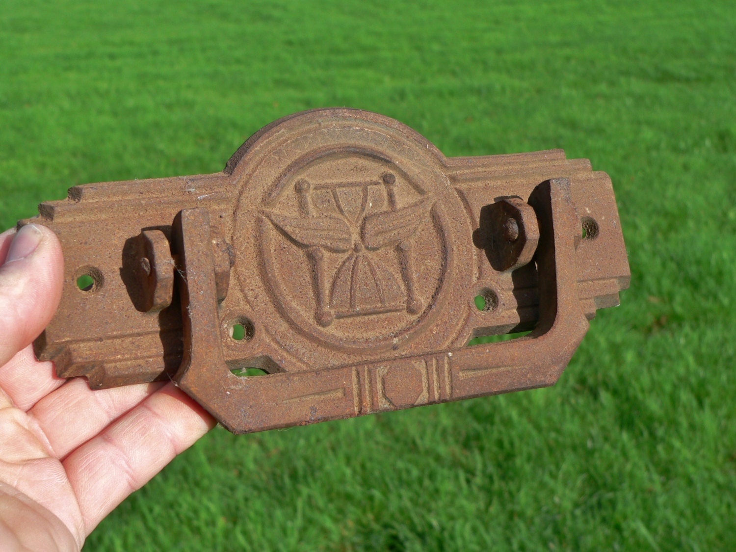 Pair of Antique / vintage French cast iron coffin carry handles ...