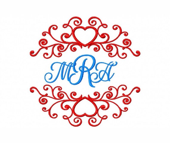 Machine Embroidery Design split monogram ornamental flourish